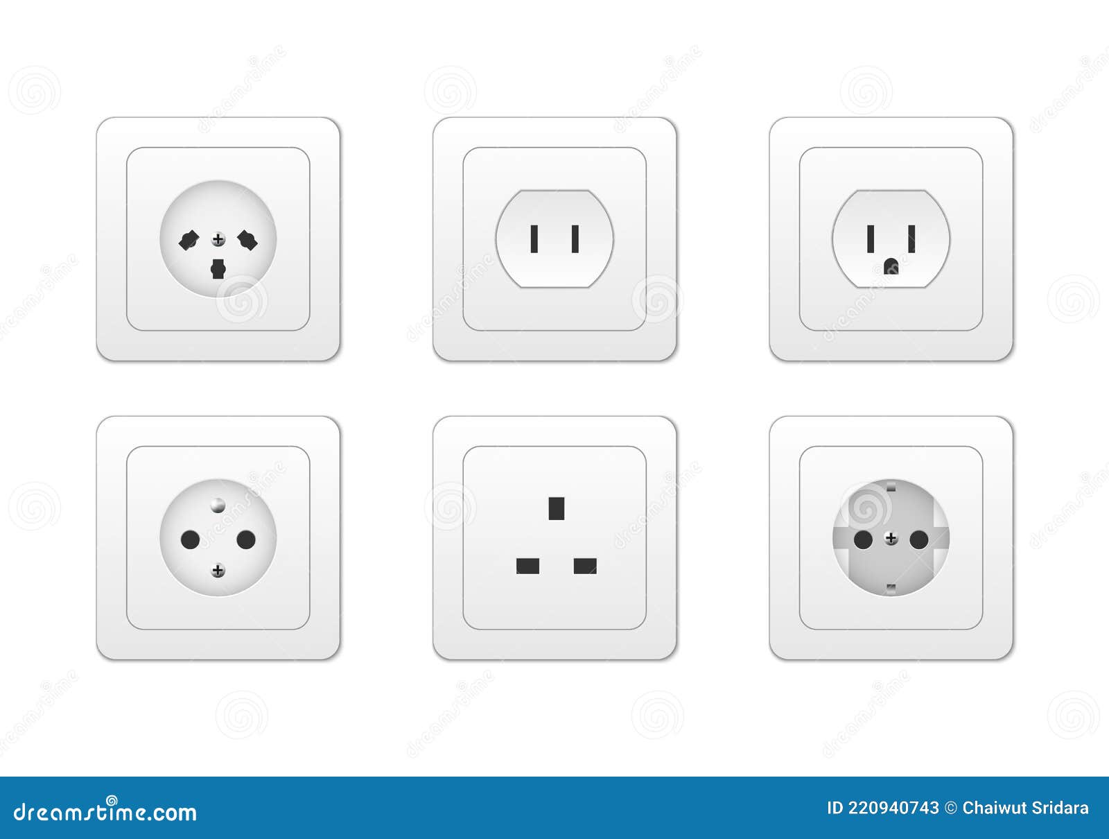 Electricity Outlet Socket Types 3d, Vector Stock Vector - Illustration ...