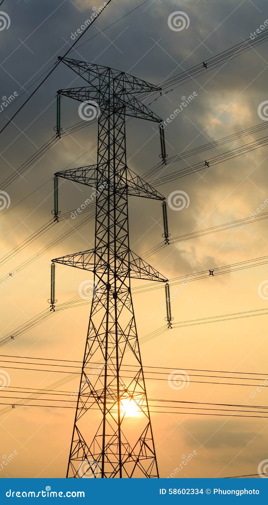 Electricity Pillar in Sunset Stock Photo - Image of dusk, orange: 58602334