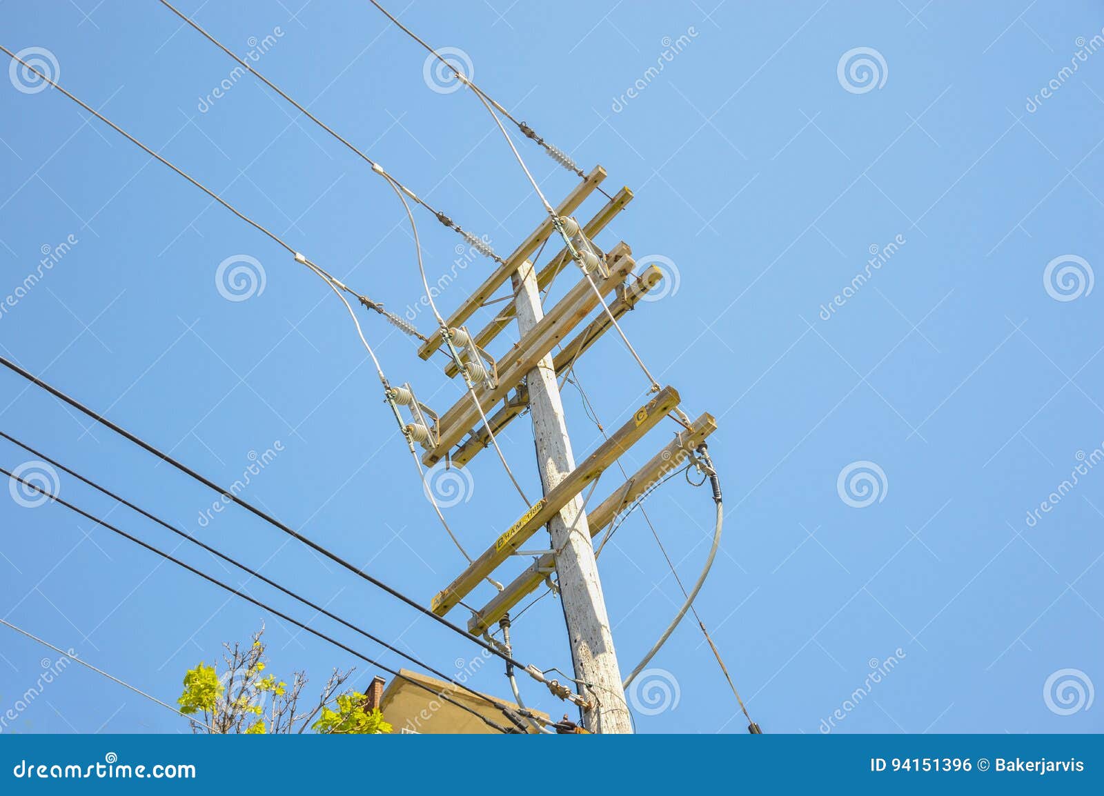 Electricity pole in Canada stock photo. Image of blue - 94151396