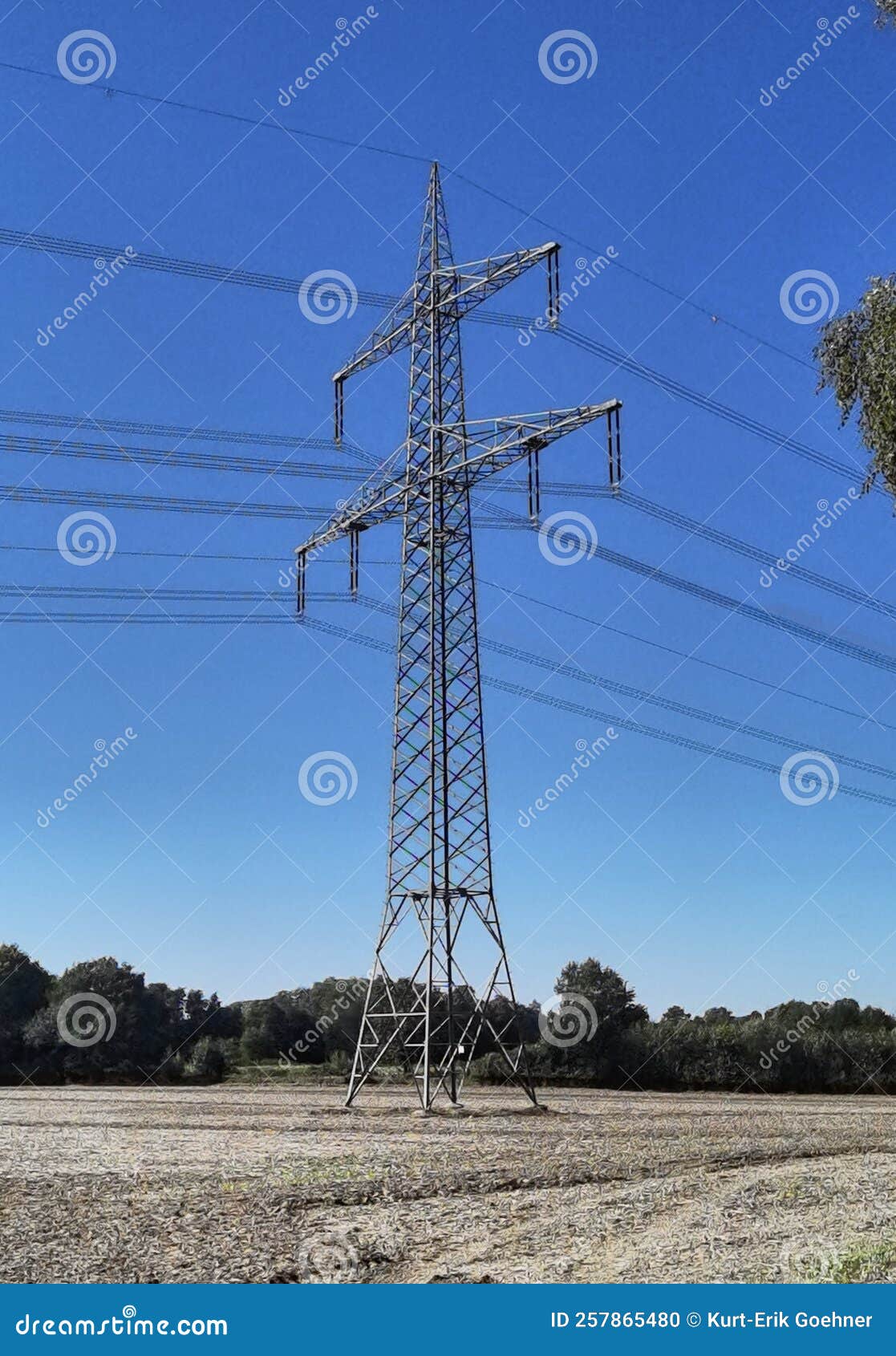 Electricity Pole in the Field Stock Photo - Image of mill, mast: 257865480