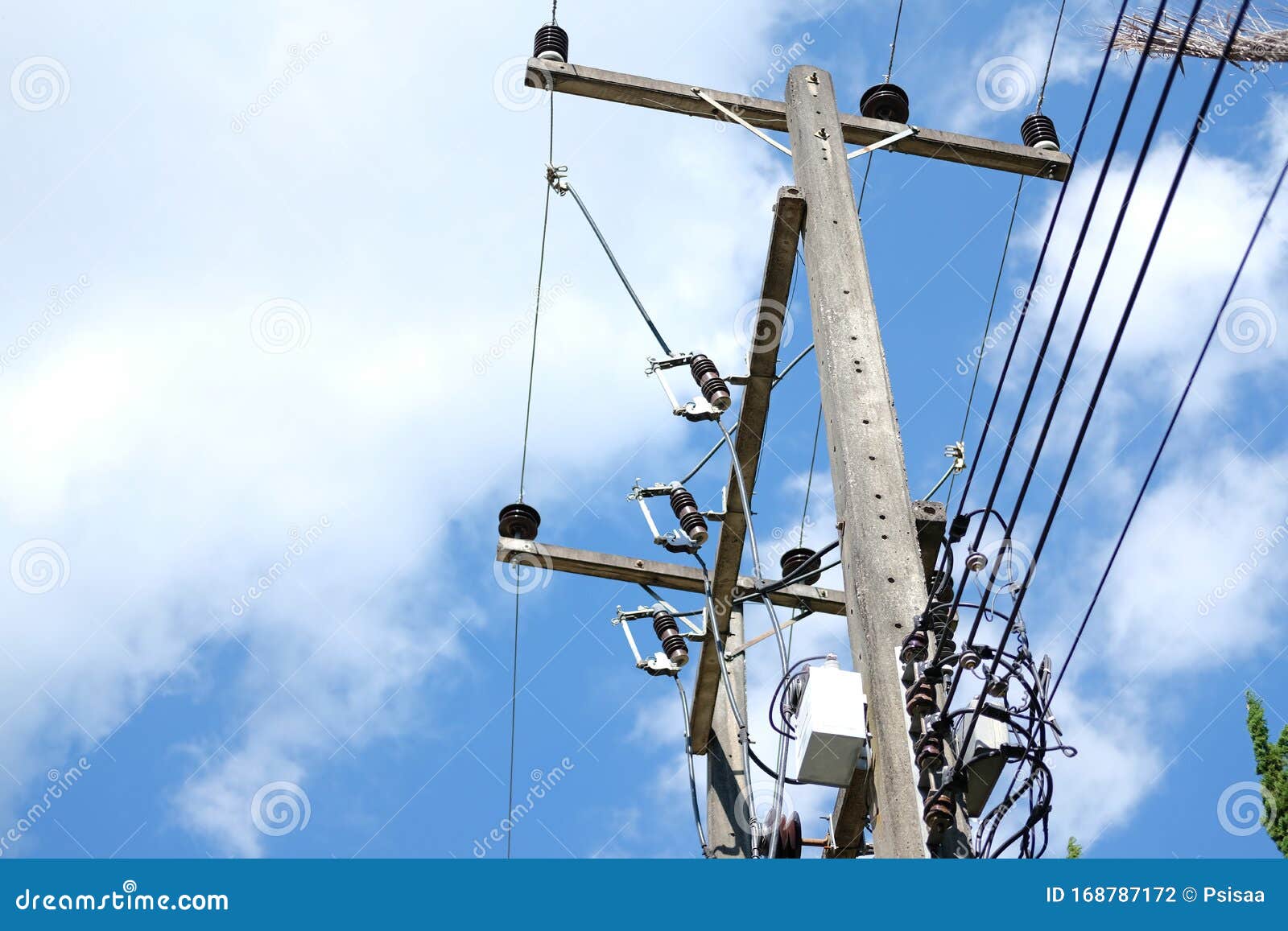 Electricity Pole with High Voltage Wire for Supply Power Stock Photo ...