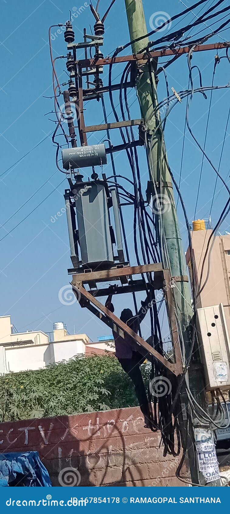 Electricity Pole Lineman Working Duty Editorial Stock Photo - Image of ...