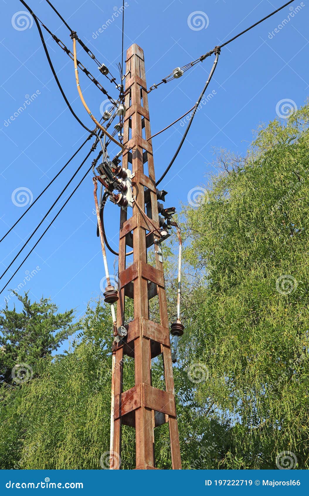 Electricity Pole on the Street Stock Image - Image of metal, cable ...