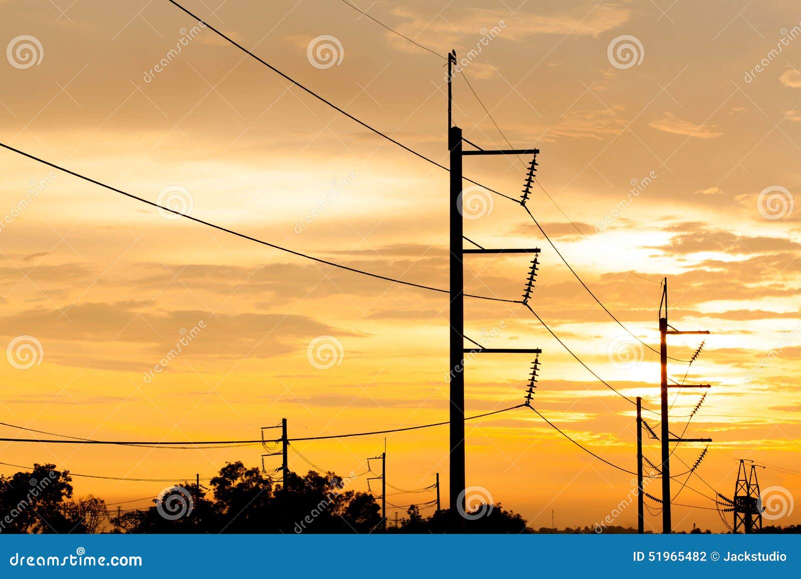 Electricity Pole with Sunset Stock Photo - Image of blue, sunset: 51965482