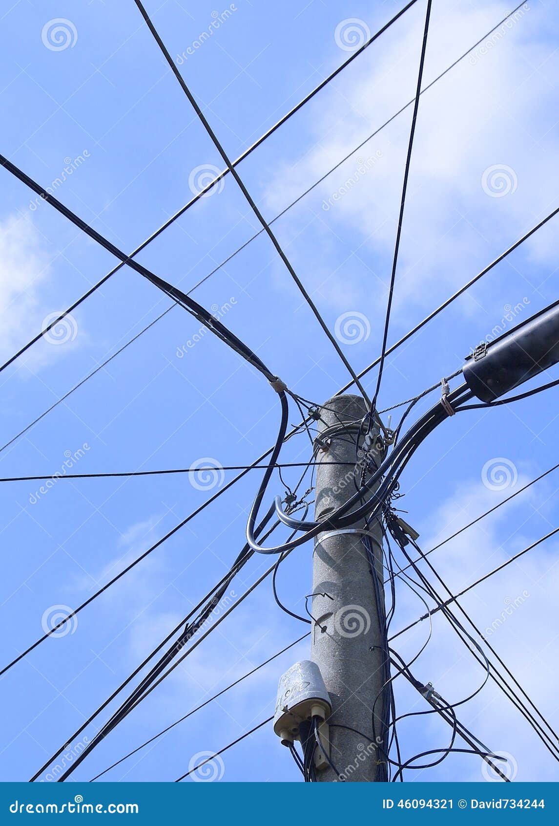 Electricity Pole with Telephone Wires Stock Image - Image of cable ...