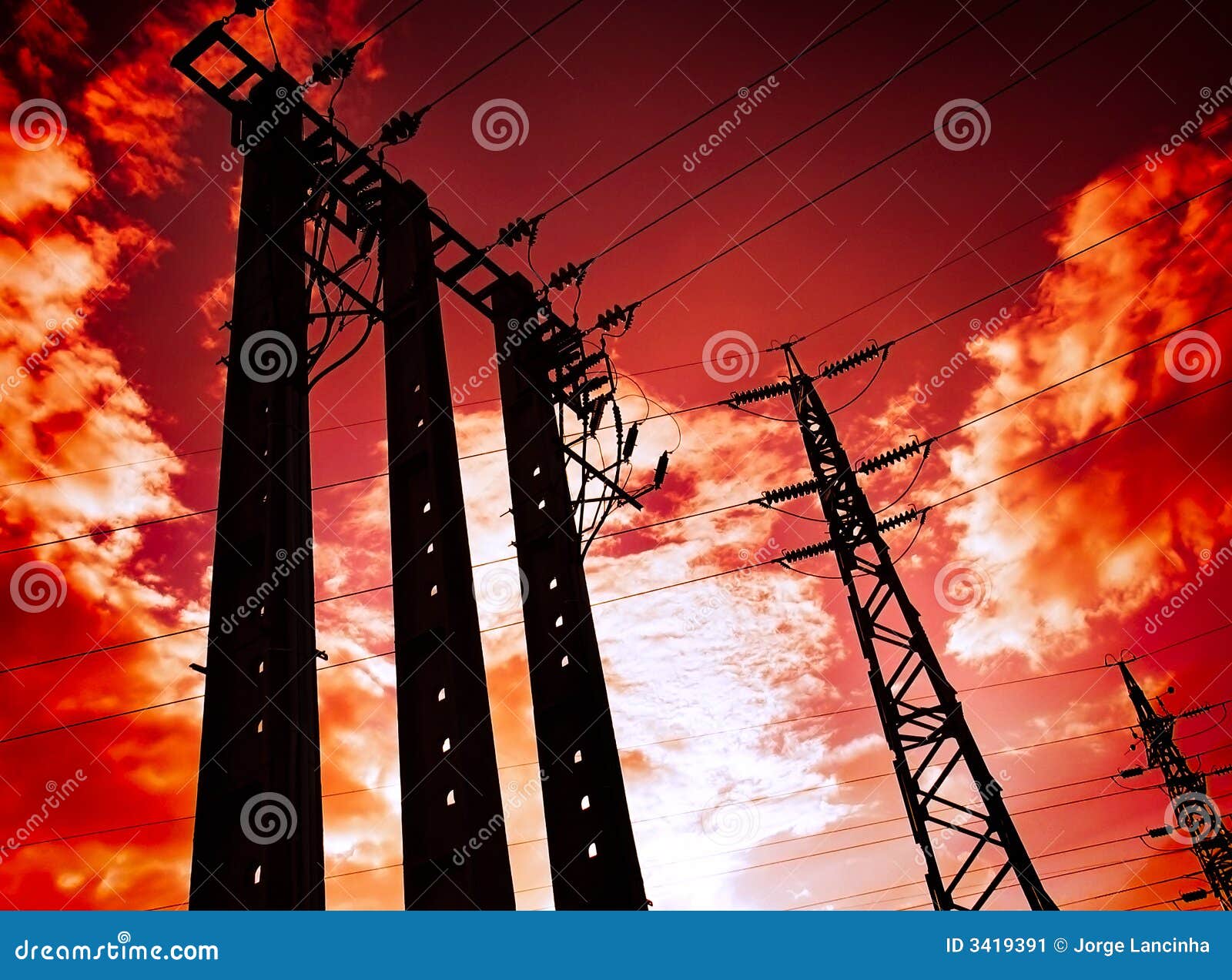 Electricity Poles stock image. Image of power, pole, current - 3419391