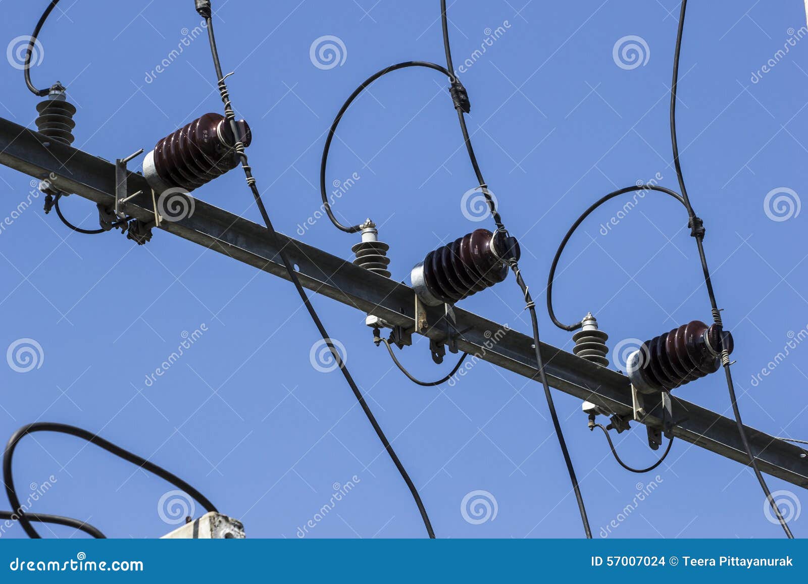 Electricity Poles and Electrical Insulation Stock Photo - Image of ...