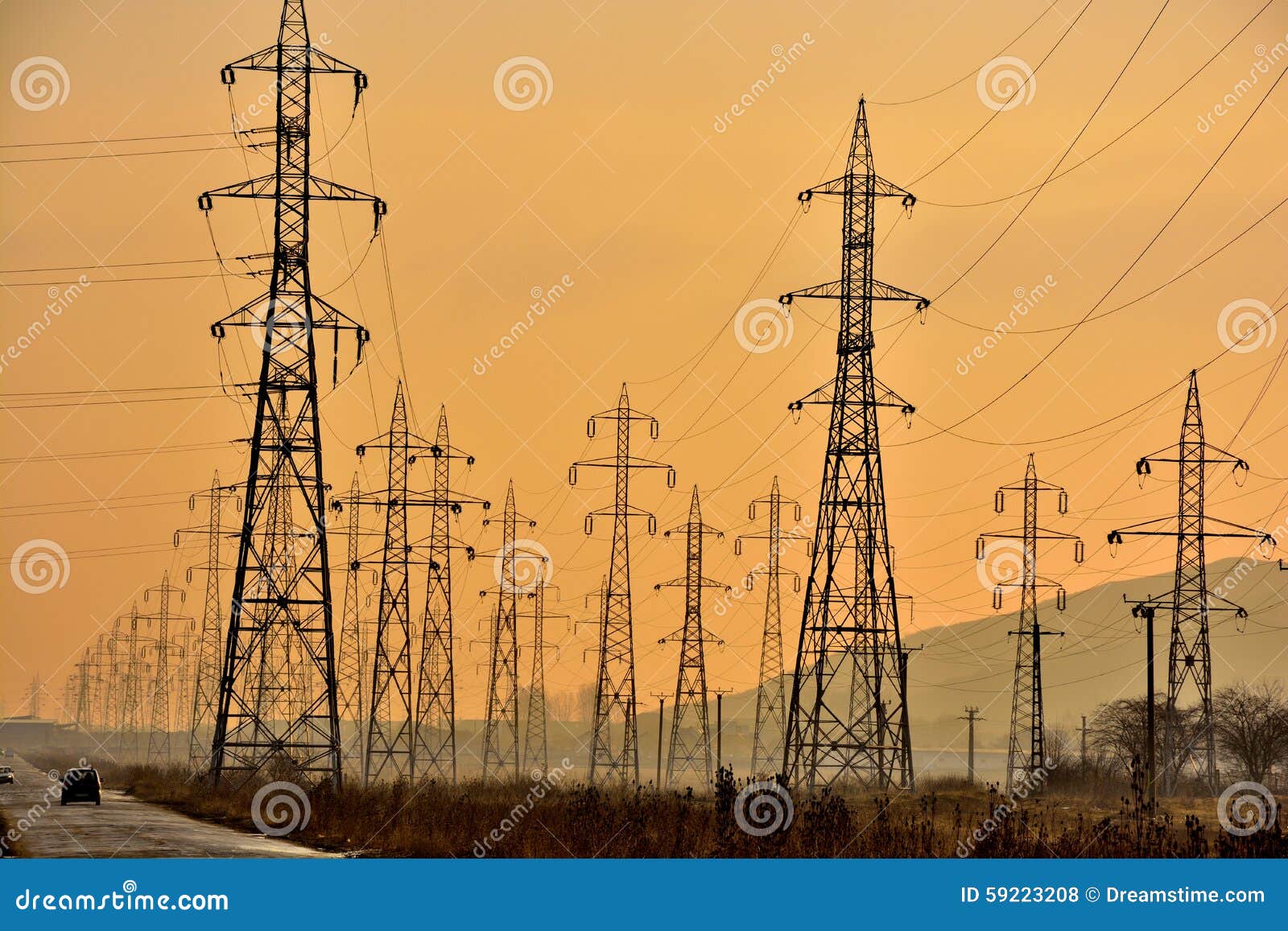 Electricity poles network stock photo. Image of line - 59223208
