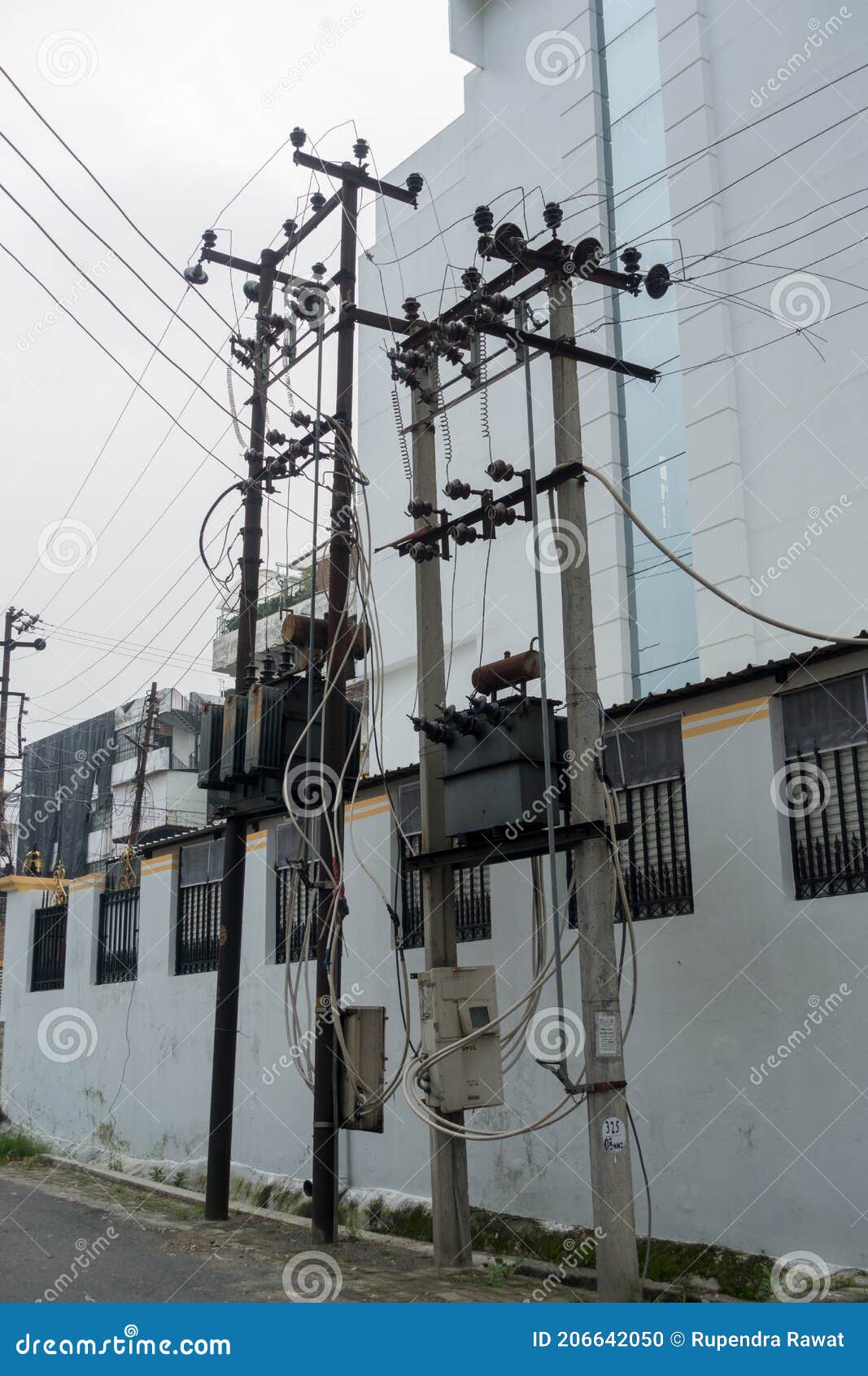 Electricity Poles with Overhead Transformers in India Stock Photo ...