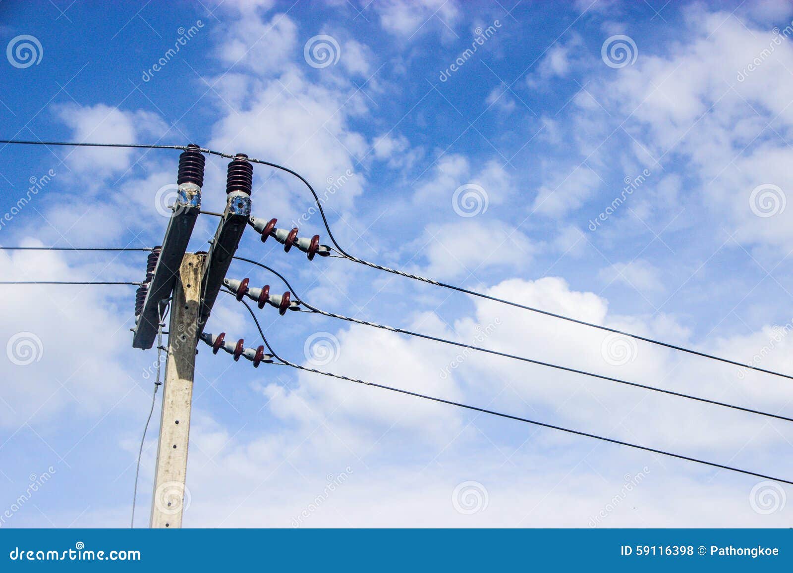Electricity Post in Blue Sky Stock Photo - Image of electric ...