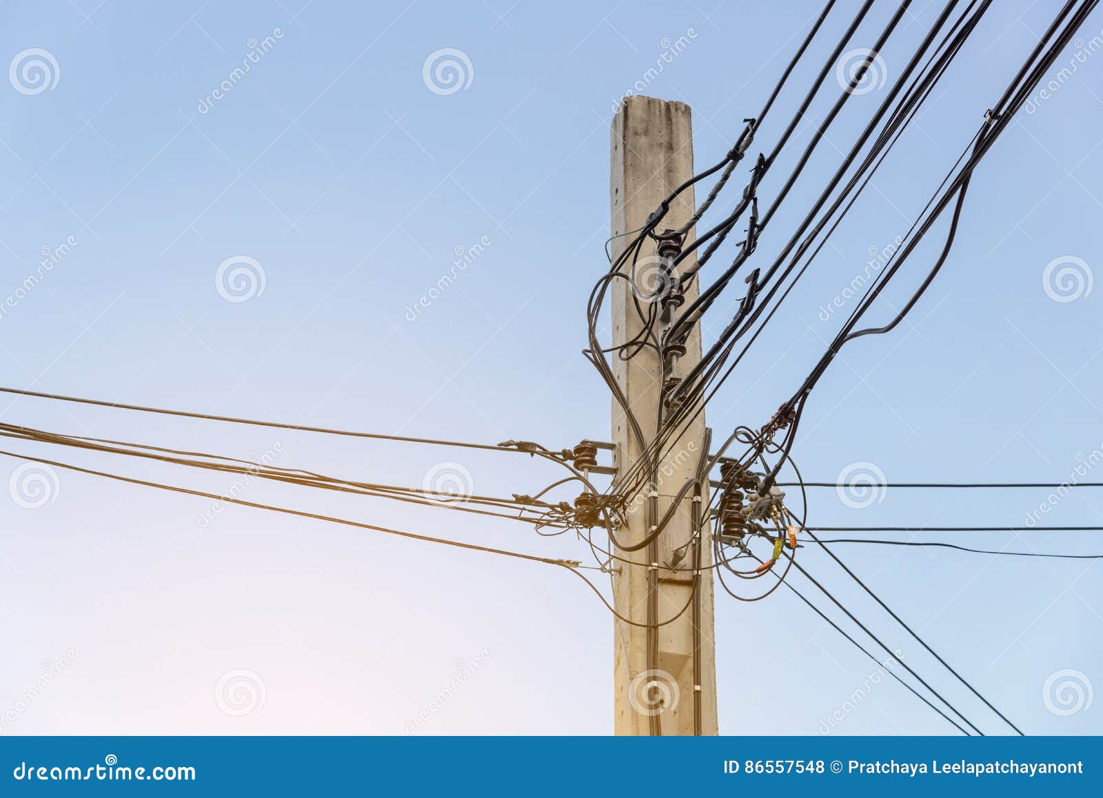 Electricity post and cable stock photo. Image of line - 86557548