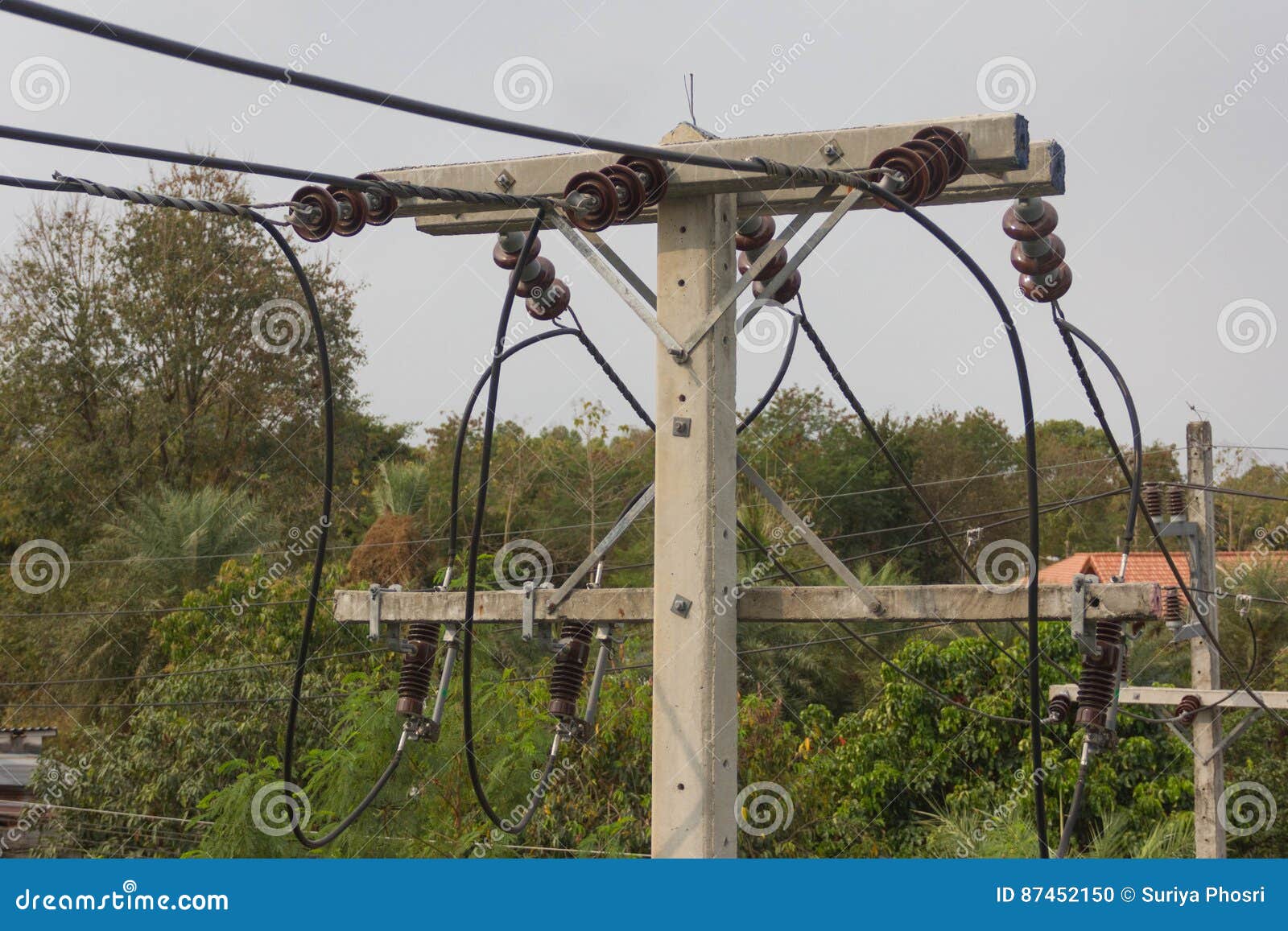 The Electricity Post Cable Construction Stock Photo - Image of current ...