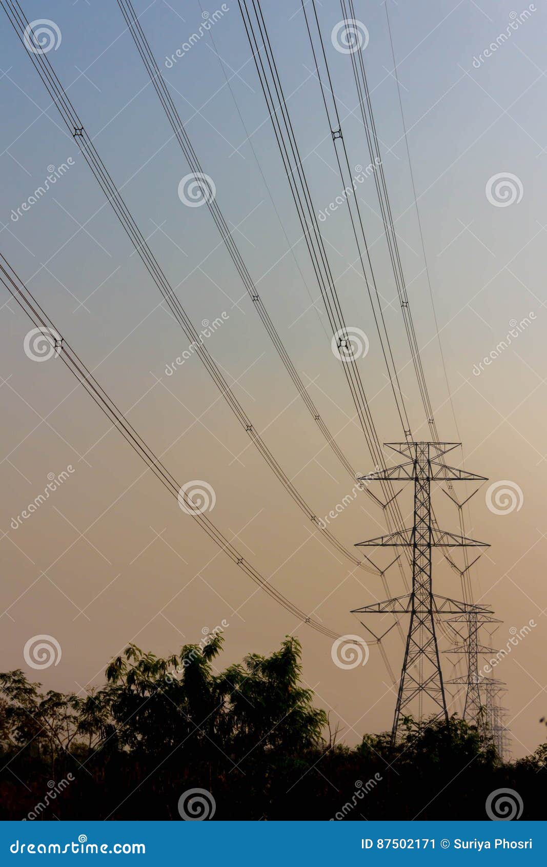 The Electricity Post Cable Construction Stock Image - Image of ...