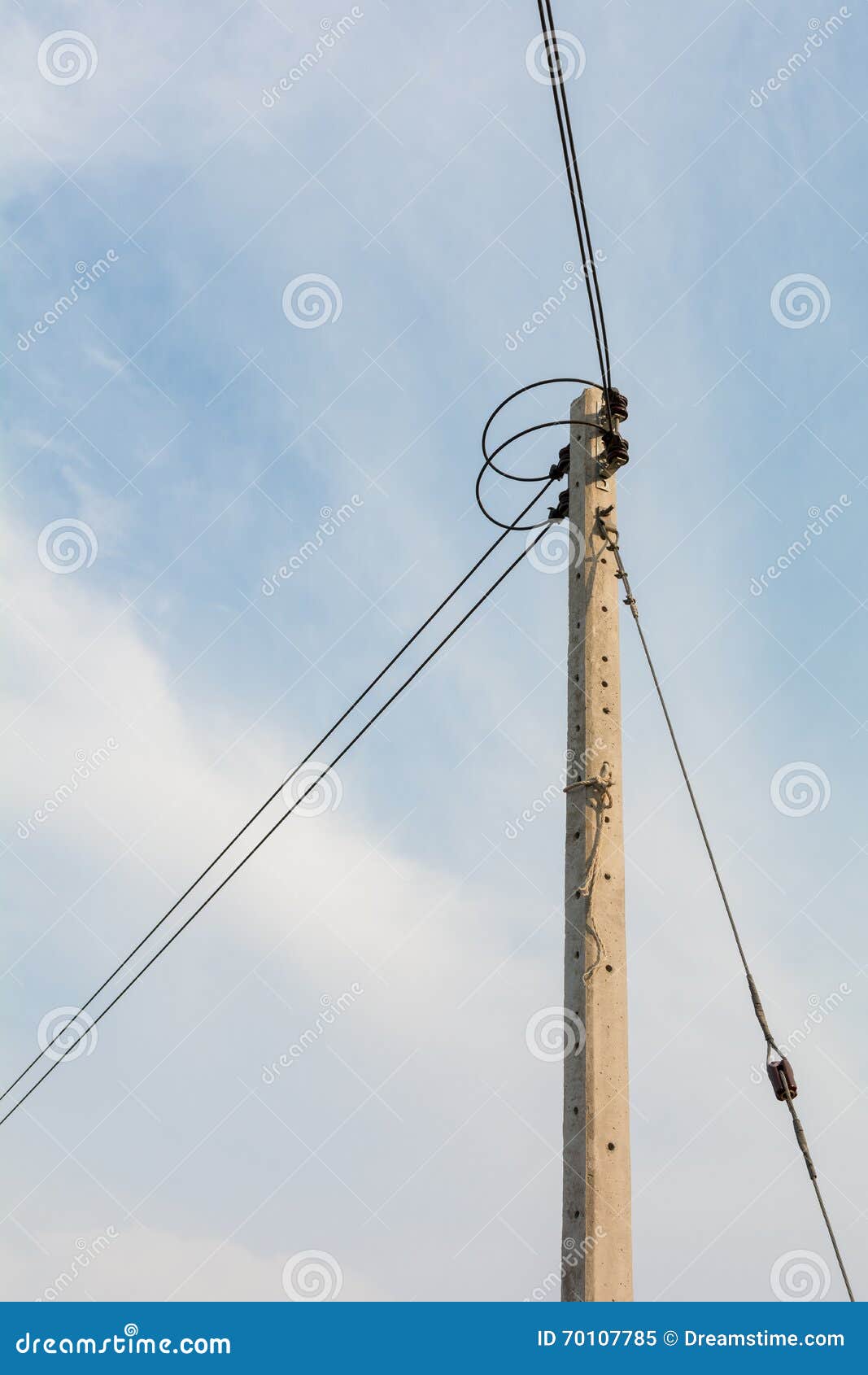 Electricity Post with Clear Blue Sky Stock Image - Image of grid ...