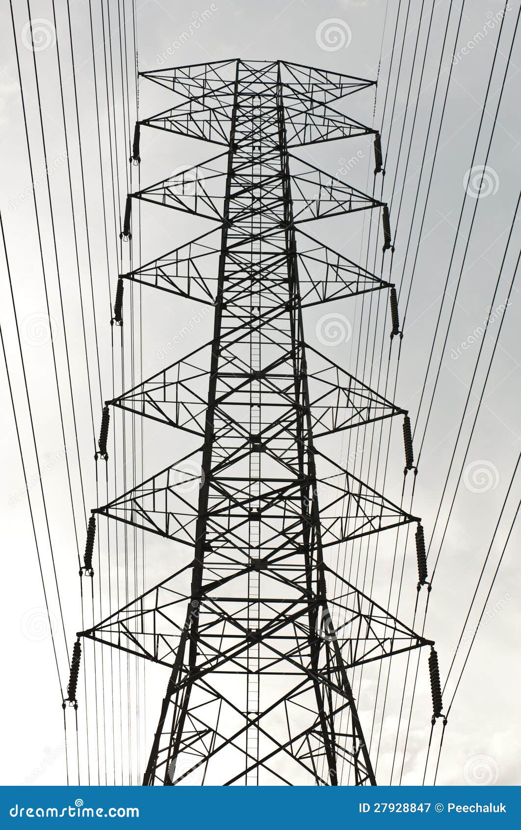 The Electricity Post and an Electric Line Stock Image - Image of ...