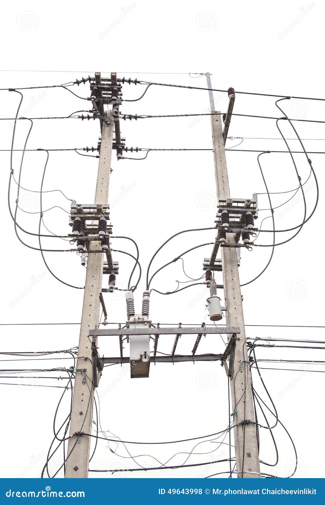 Electricity post stock photo. Image of cable, pole, blue - 49643998