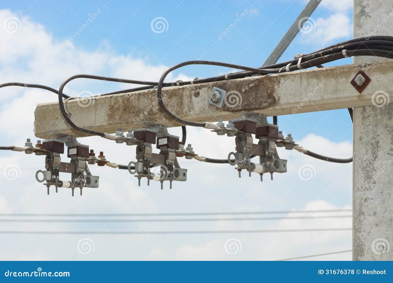 Electricity Post And High Voltage Electric Power Substation Stock Image ...