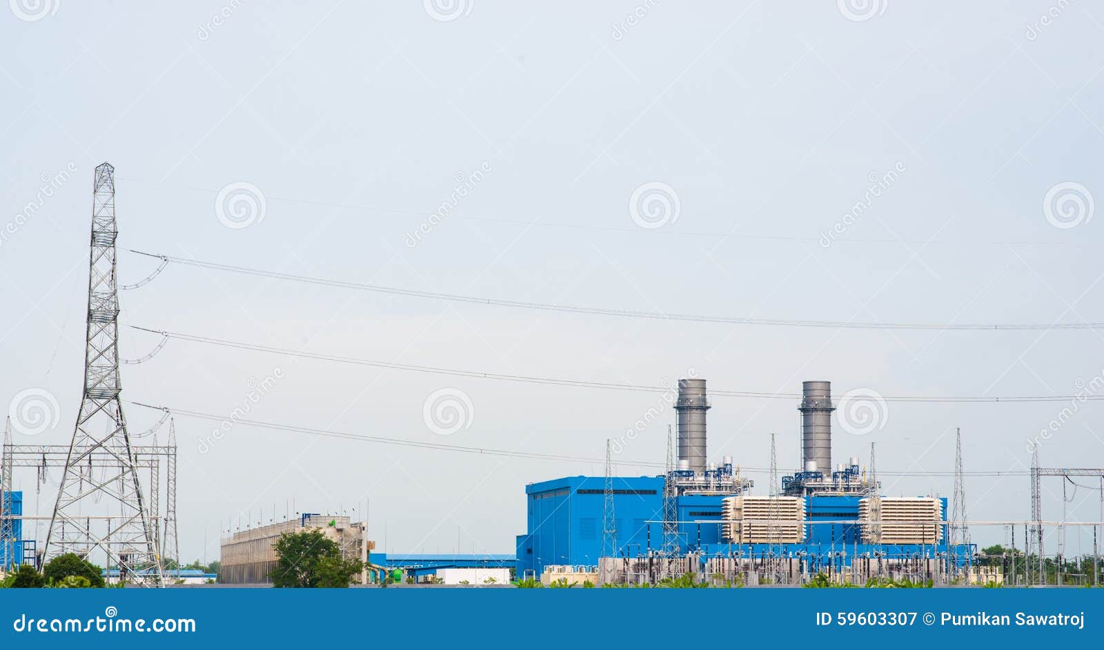 Electricity Post and High Voltage Electric Power Substation Stock Image ...