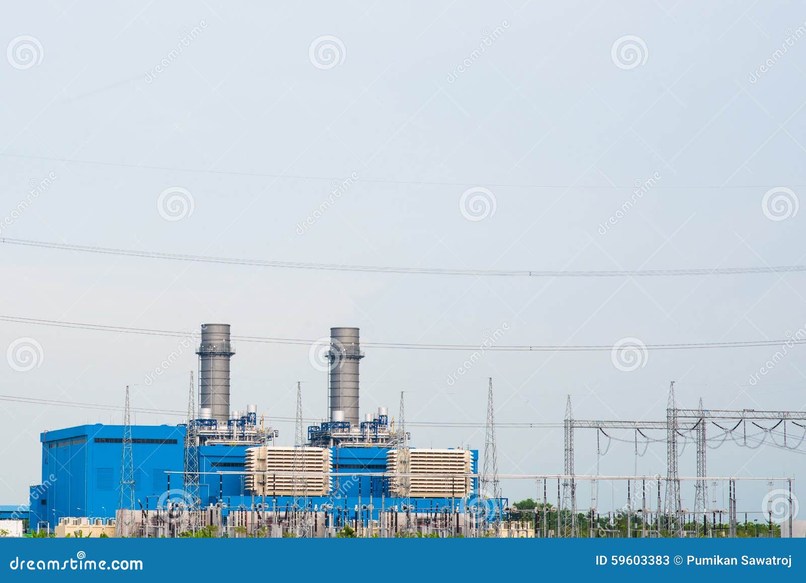 Electricity Post and High Voltage Electric Power Substation Stock Image ...