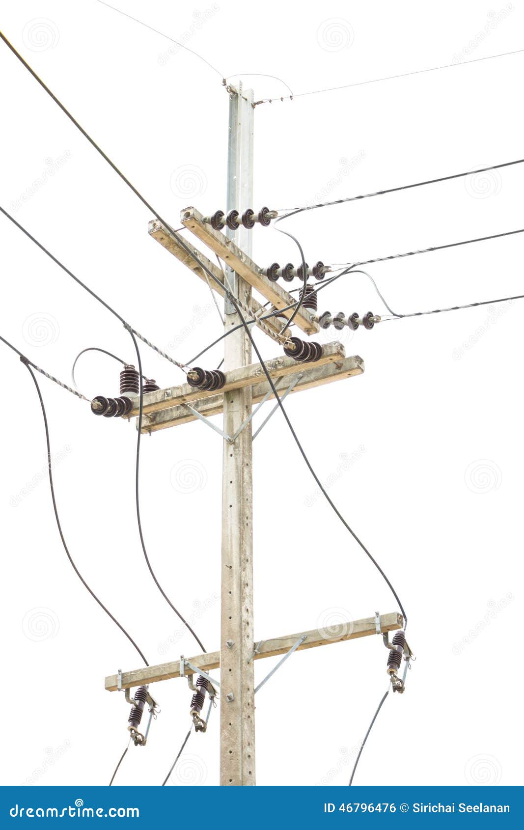 Electricity Post in Isolated on White Stock Photo - Image of electric ...