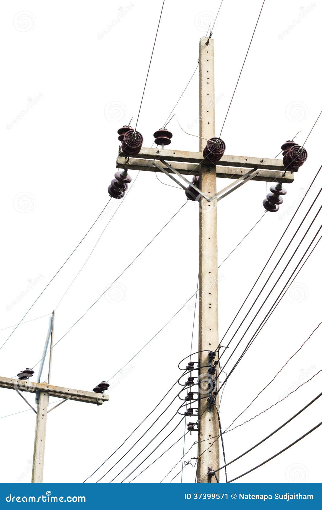 Electricity Post Isolated on White Stock Image - Image of circuit ...