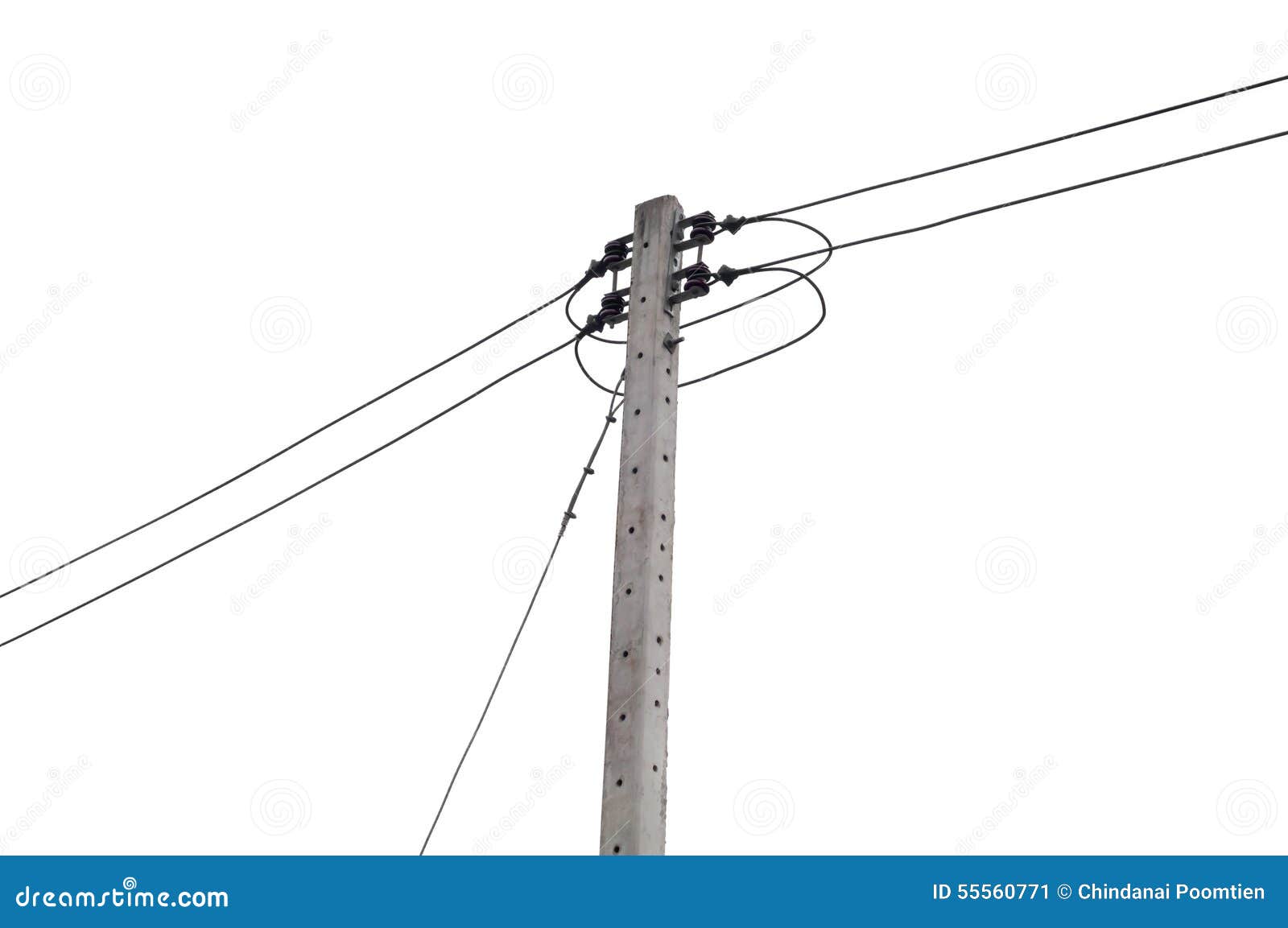Electricity post isolated stock image. Image of cable - 55560771