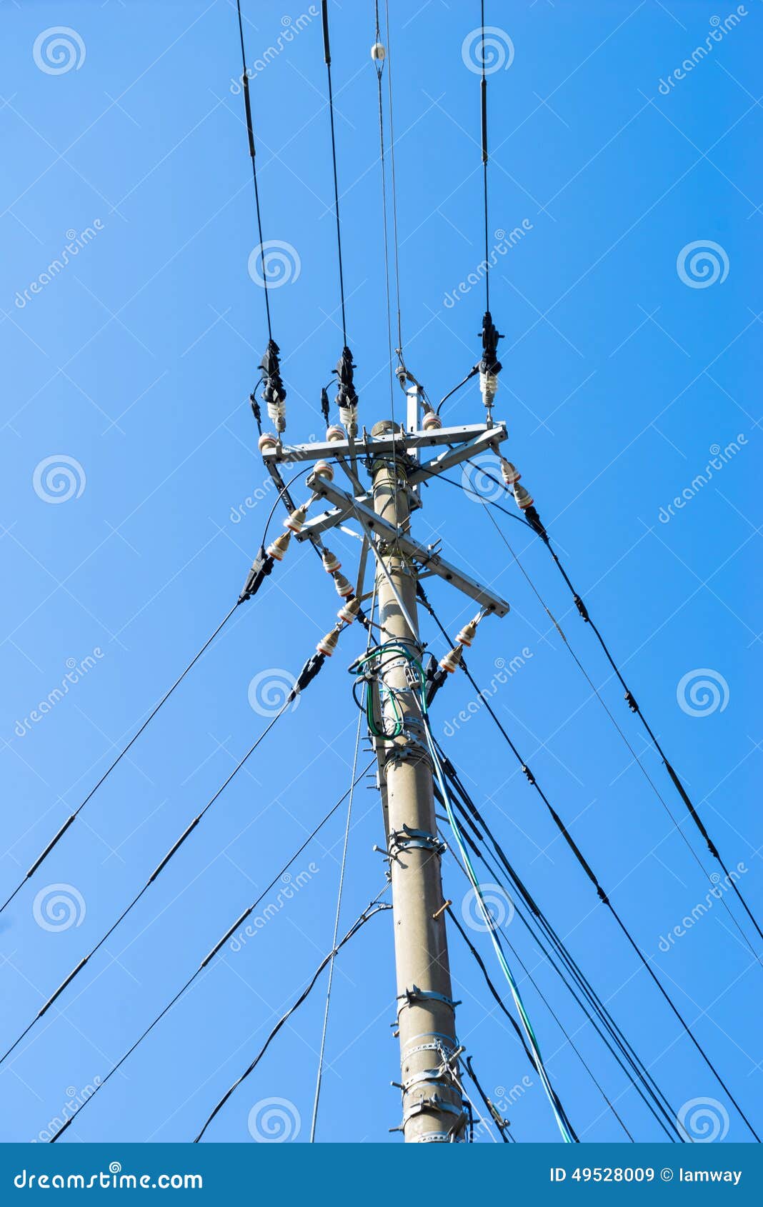 Electricity Post in Japan Split To 3 Ways Stock Image - Image of ...