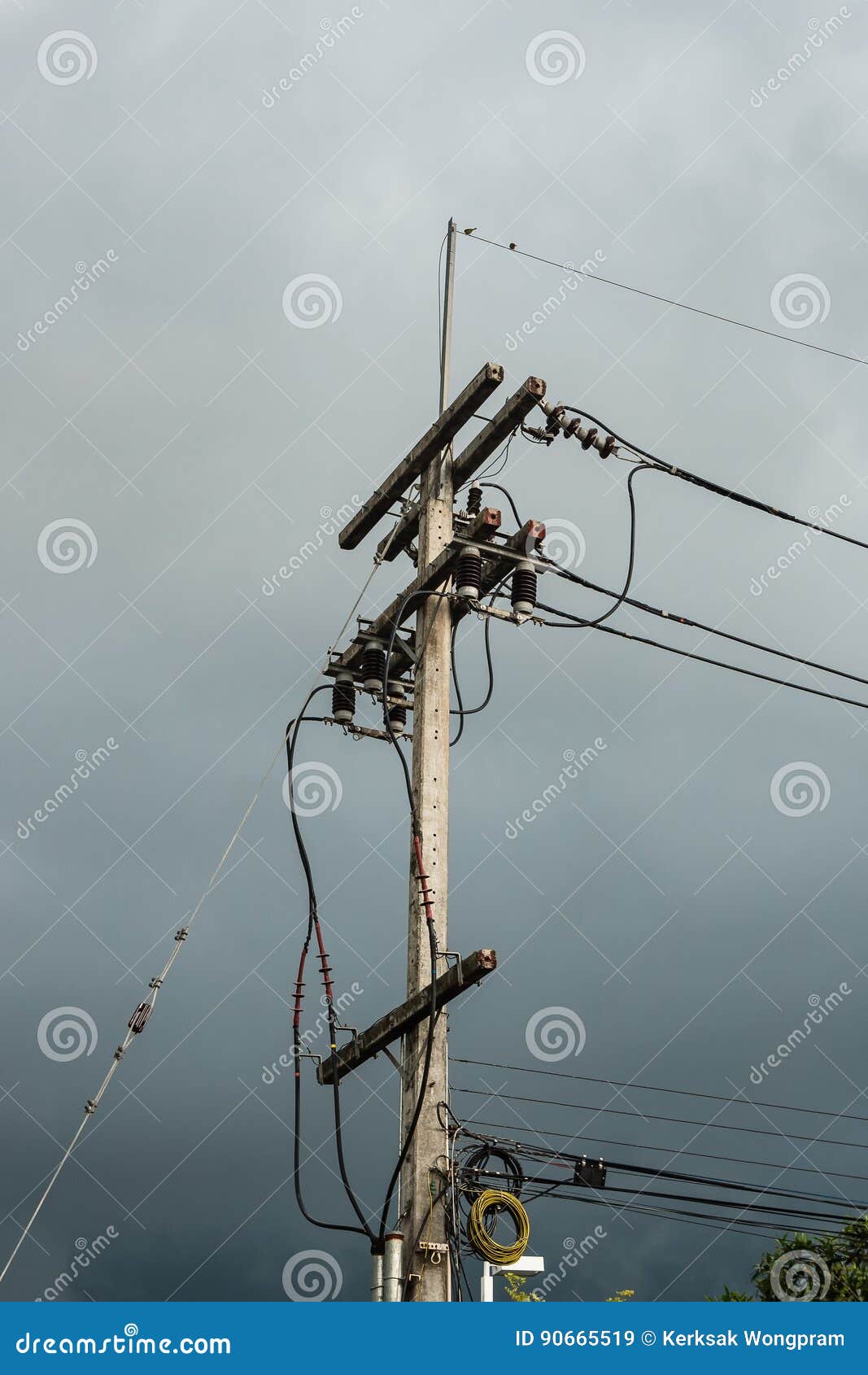 Electricity Post before Rain. Stock Image - Image of pylon, post: 90665519