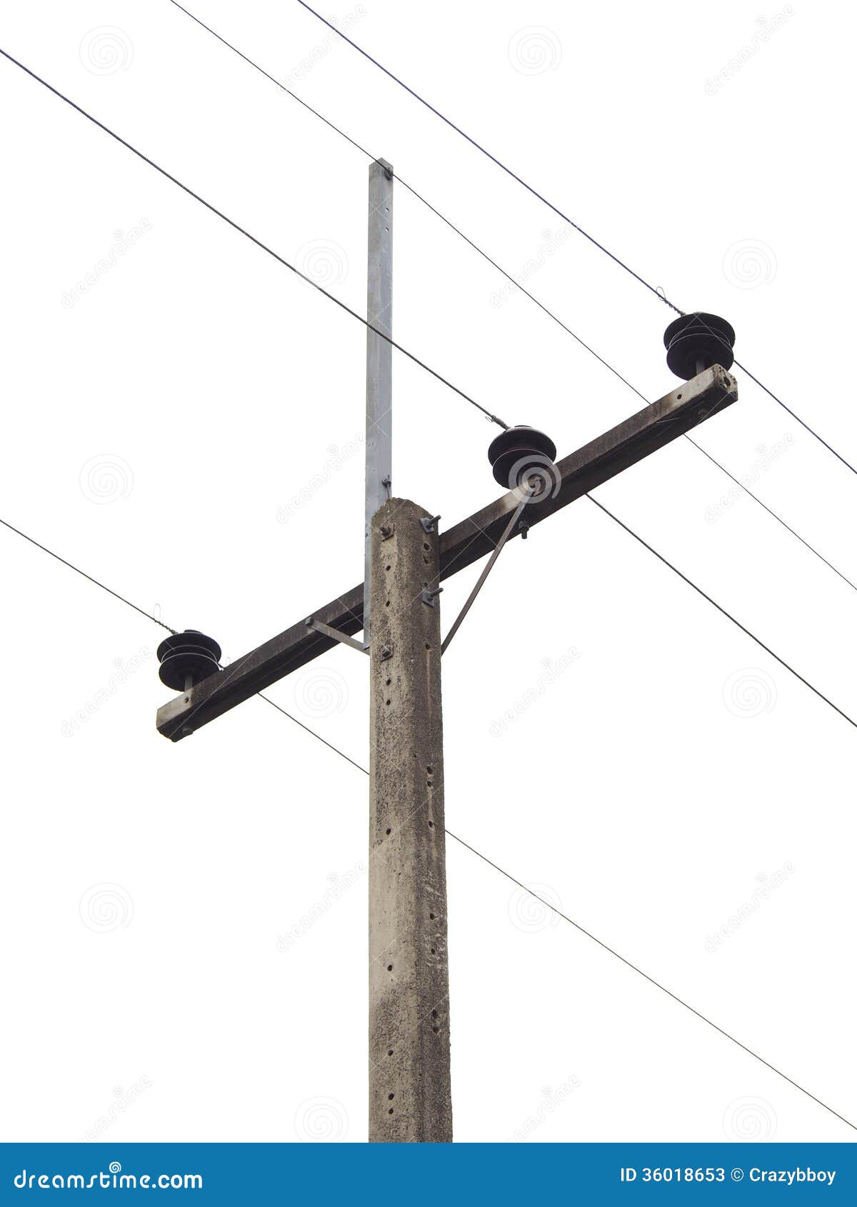 Electricity Post in White Background Stock Image - Image of steel, iron ...