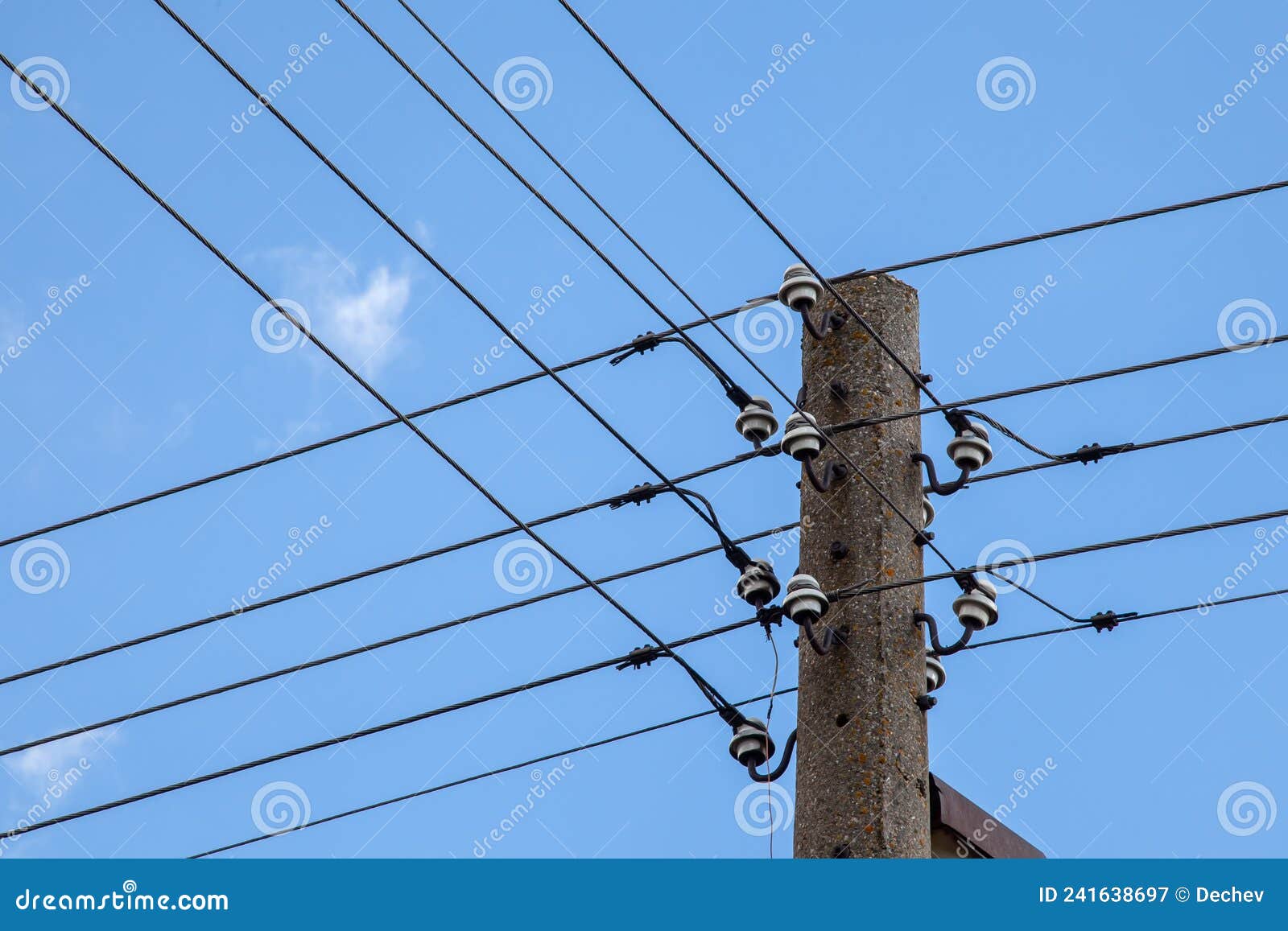 Electricity Post with Wire Lines. Power Electric Distribution Stock ...