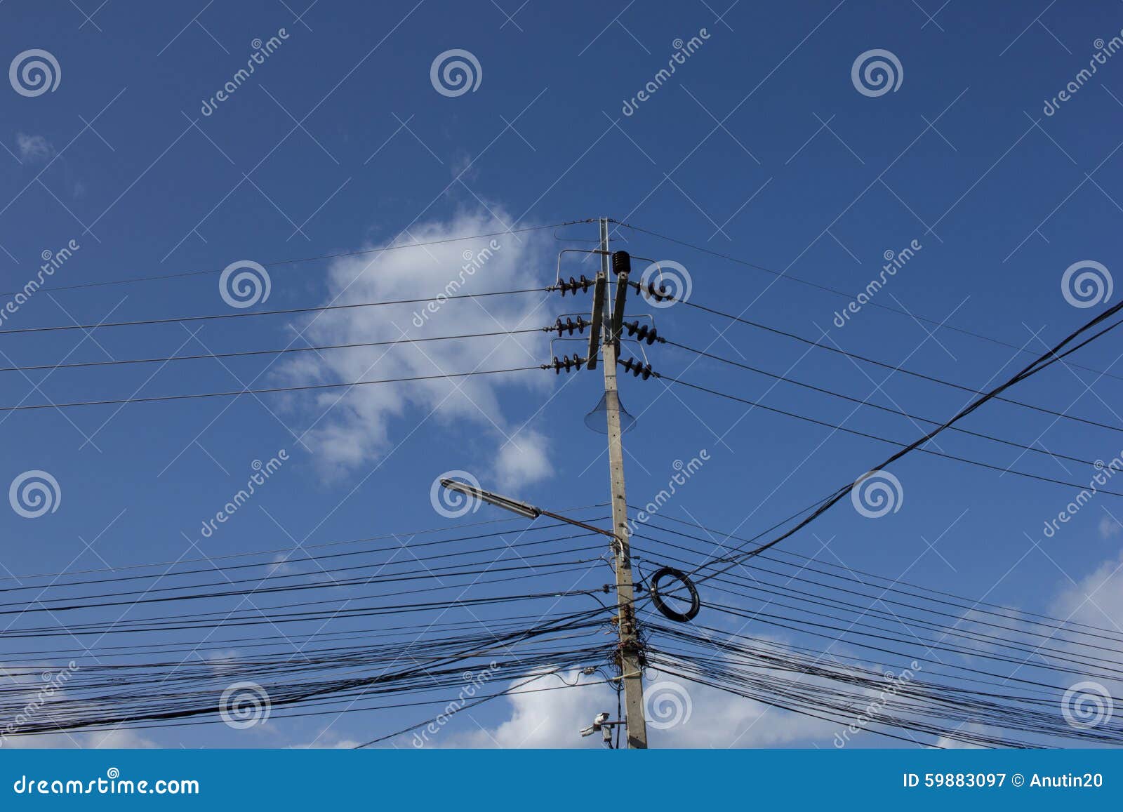 Electricity Posts with Many Electric Wires Stock Image - Image of post ...