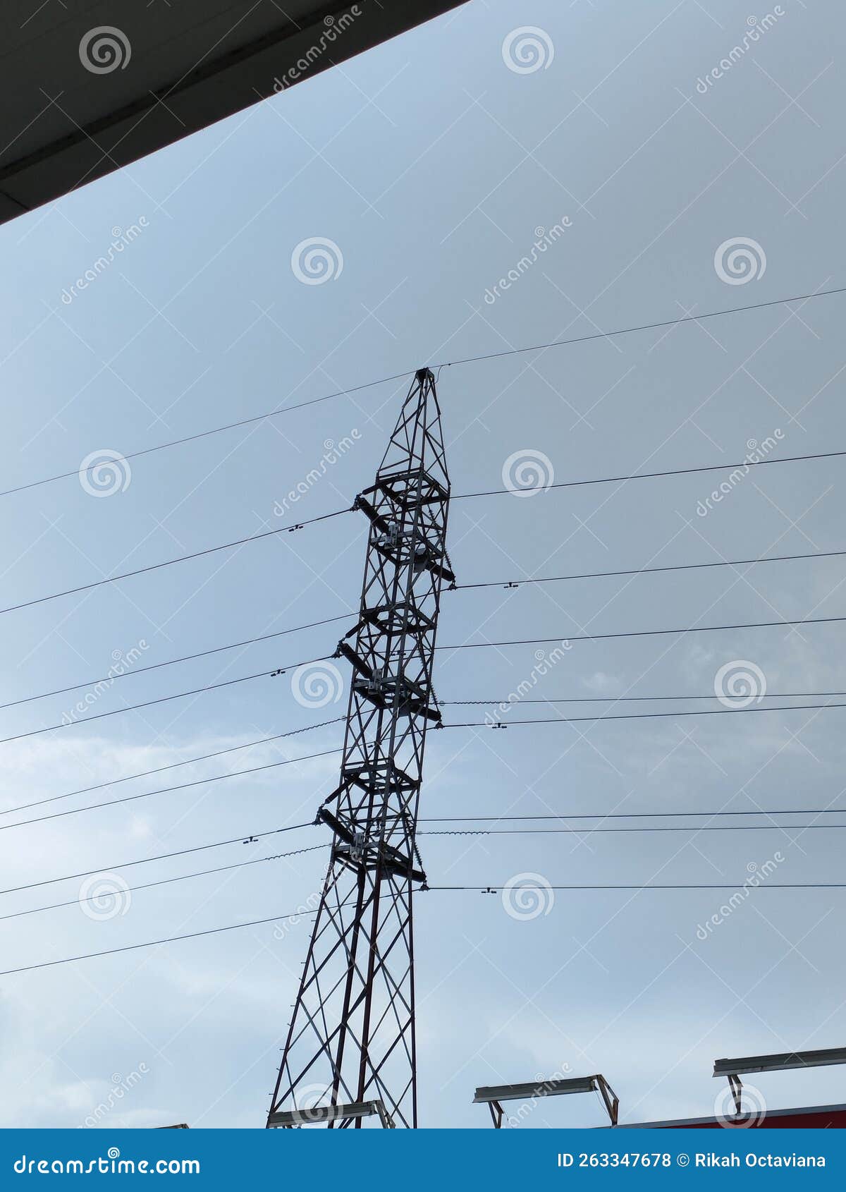 Electricity Power with Power Cable and Blue Sky Background Stock Photo ...