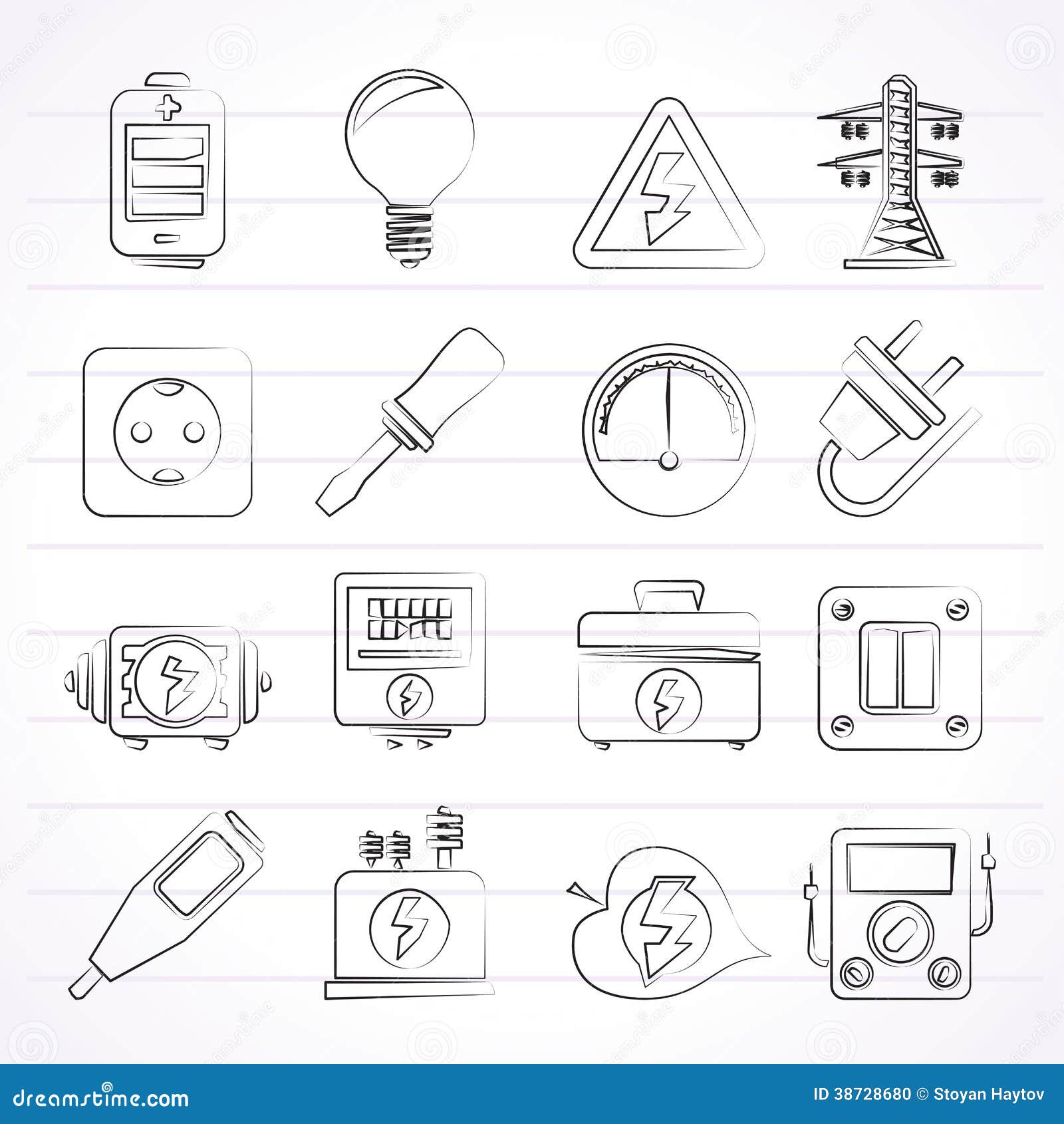 Electricity,power and Energy Icons Stock Illustration - Illustration of ...