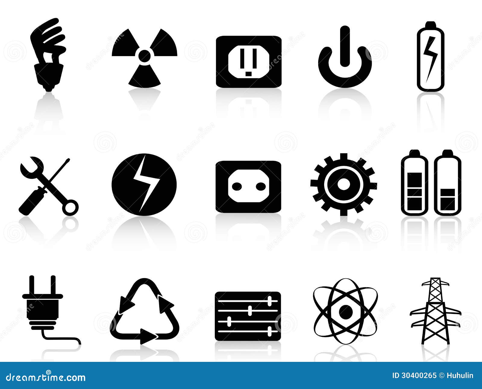 Electricity and Power Icons Set Stock Vector - Illustration of line ...