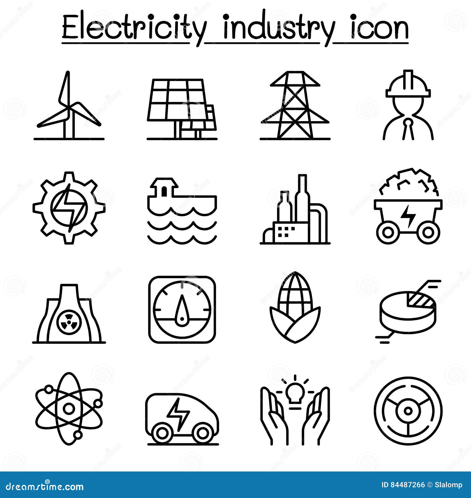 Electricity & Power Industry Icon in Thin Line Style Stock Vector ...