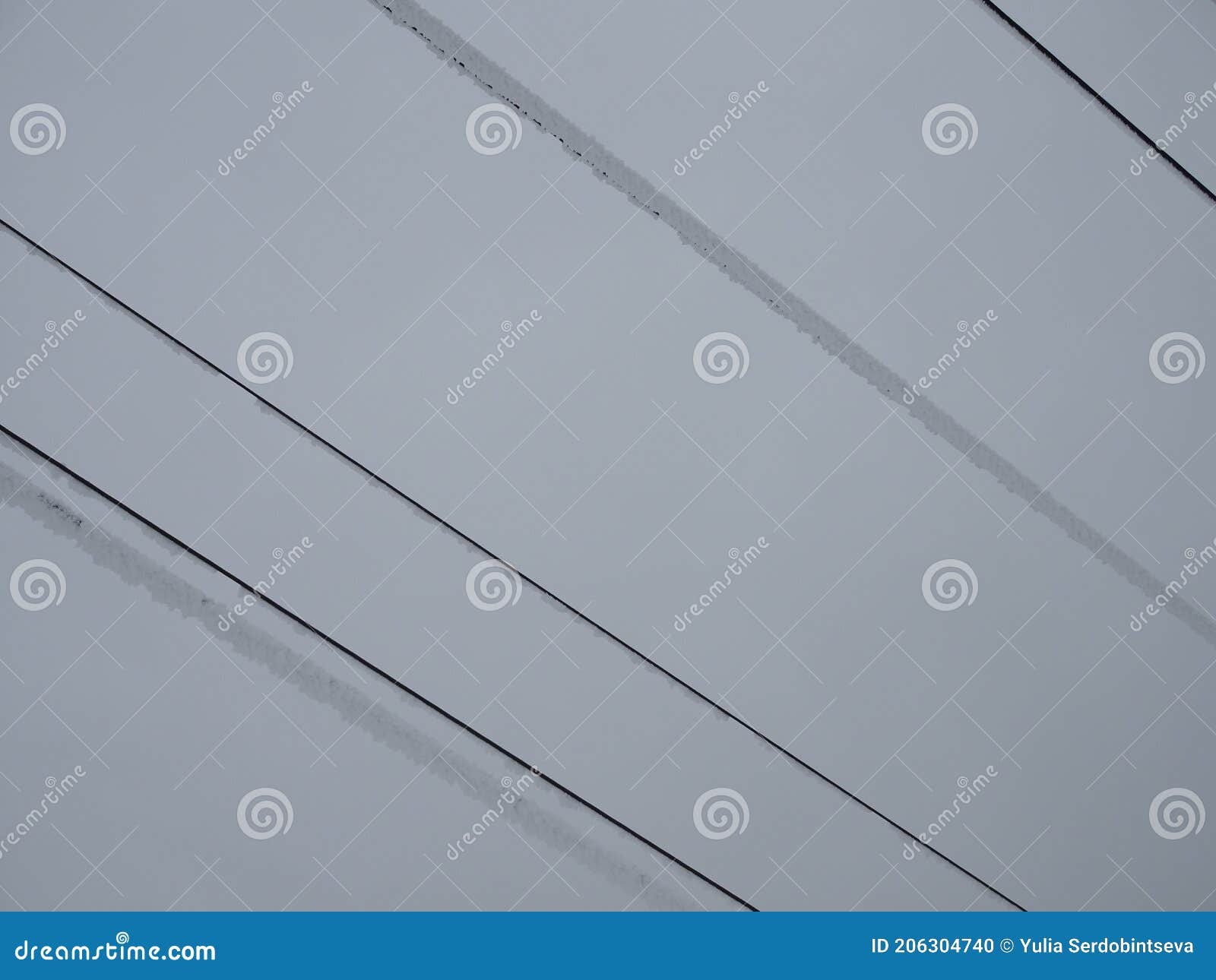 Electricity Power Line with Frost Crystals in Winter Stock Photo ...