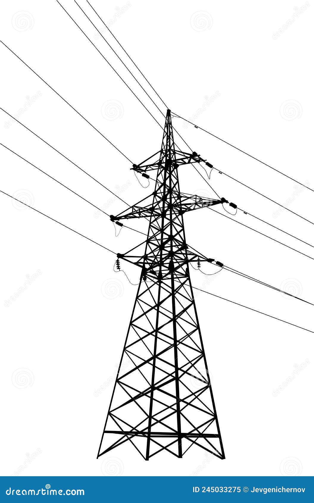 Electricity Power Lines Silhouette on White Stock Vector - Illustration ...