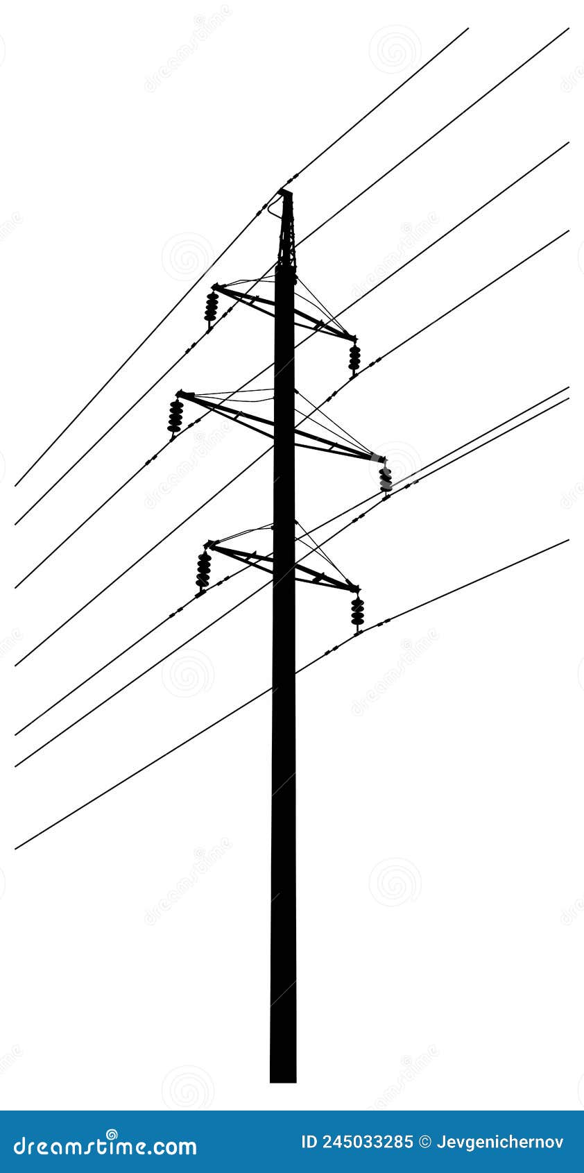Electricity Power Lines Silhouette Low Angle Stock Vector ...