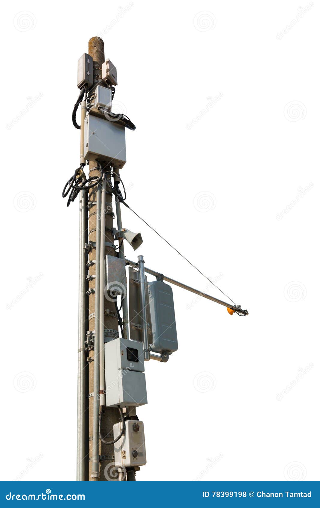 Electricity Power Post Isolated on White Background. Stock Photo ...