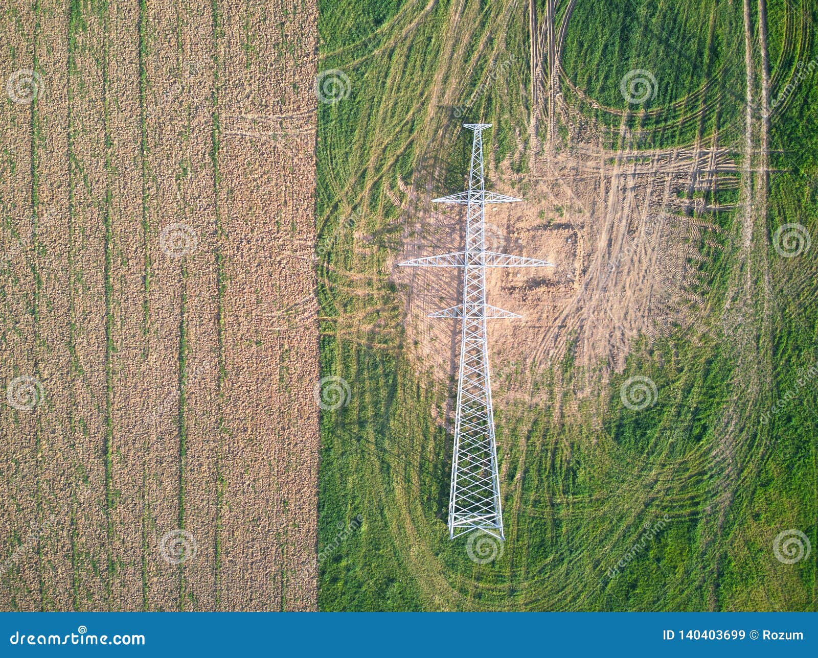 Electricity Power Tower on the Ground Stock Image - Image of metal ...