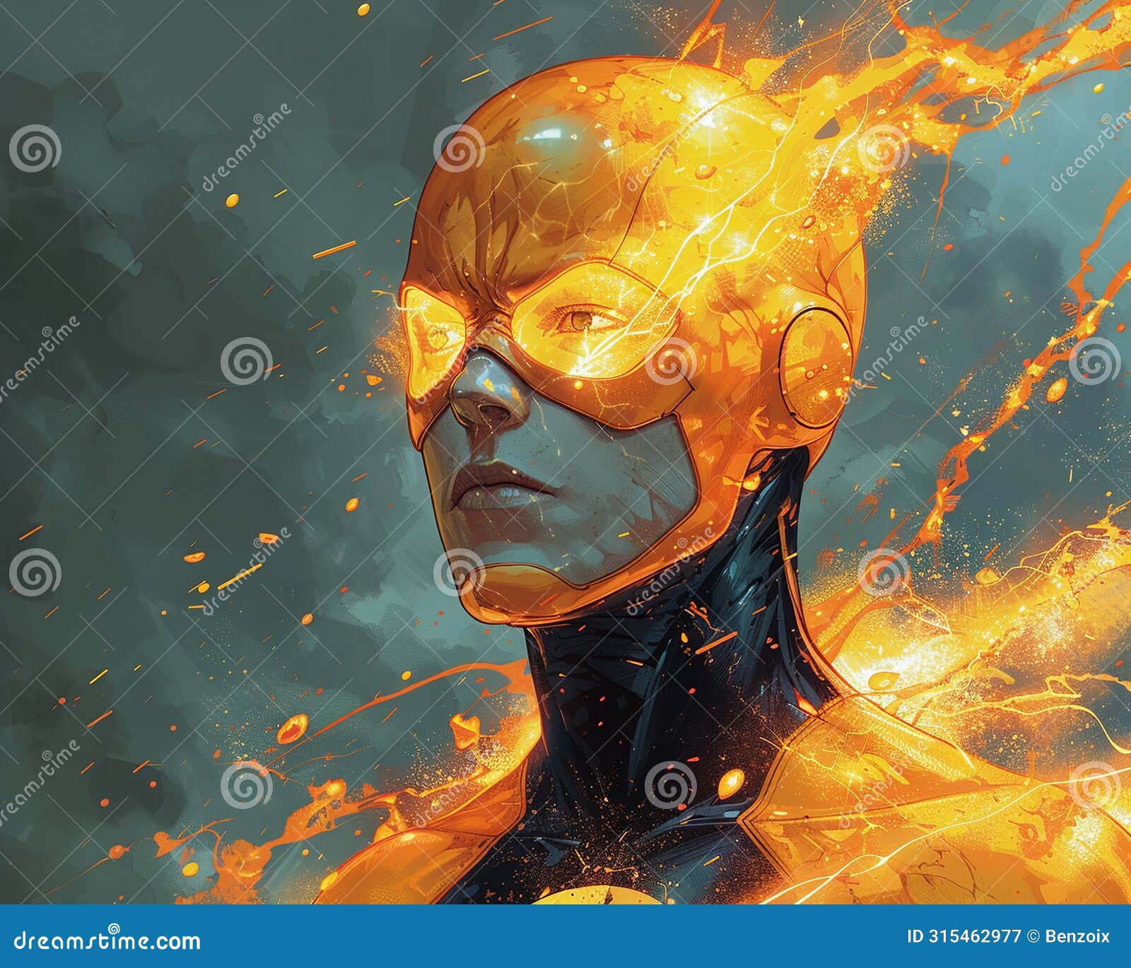 Electricity-powered Superhero, Illustrated with Dynamic Effects and ...