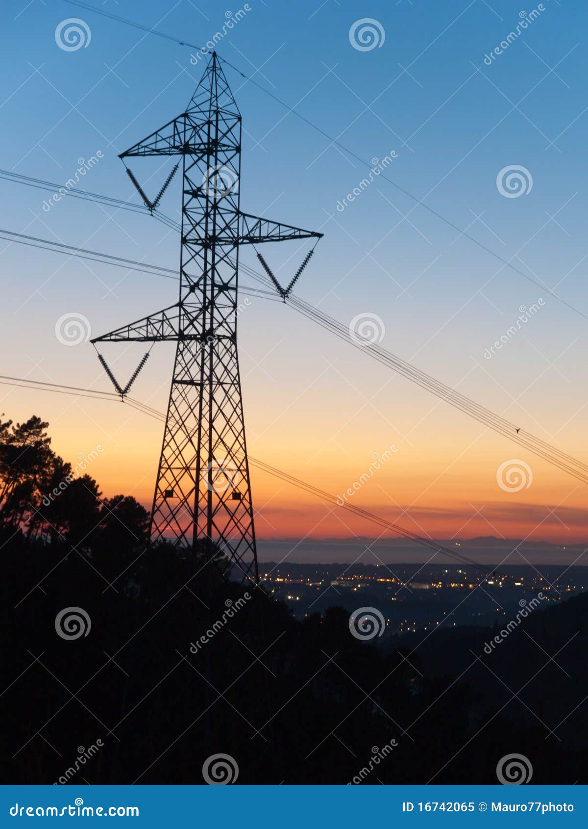Electricity pylon stock image. Image of high, scene, sunset - 16742065