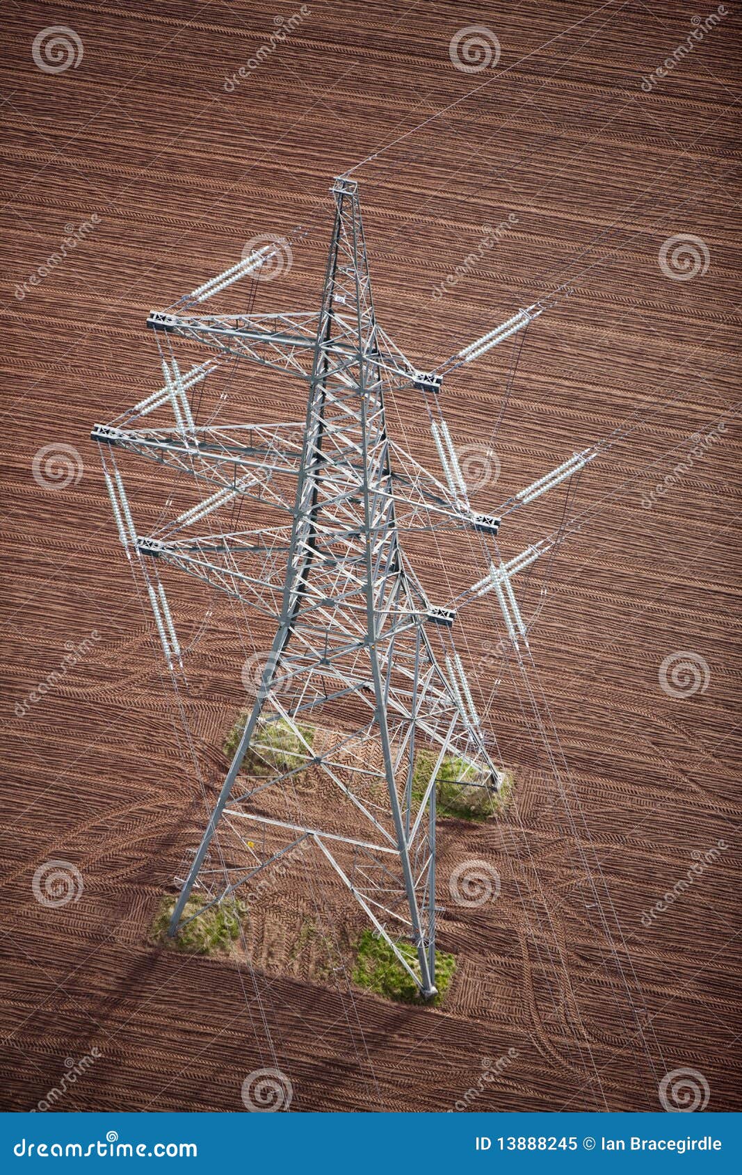 Electricity pylon aerial. stock image. Image of field - 13888245