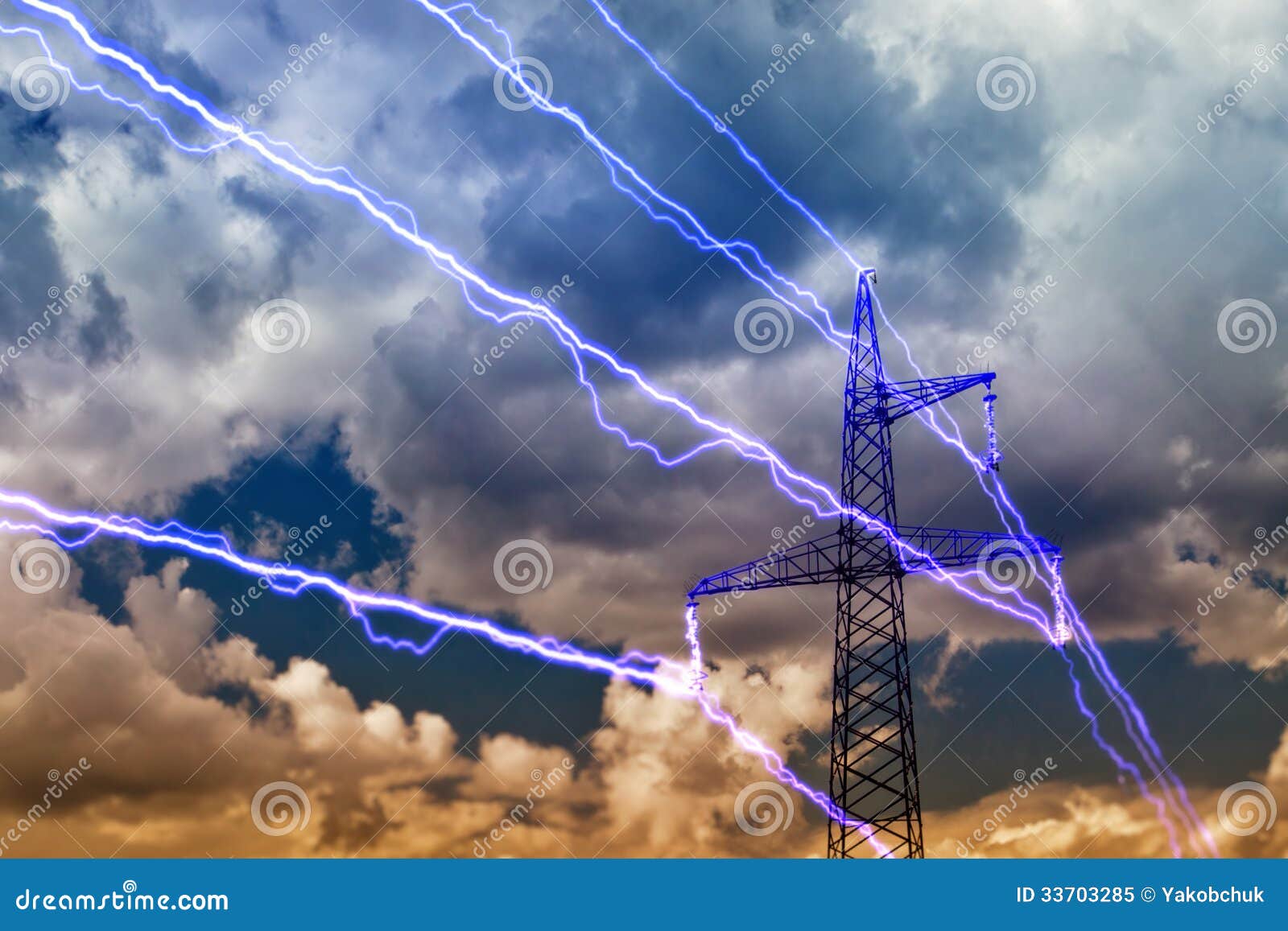 Electricity Pylon Overhead Power Line Transmission Tower Stock Image ...