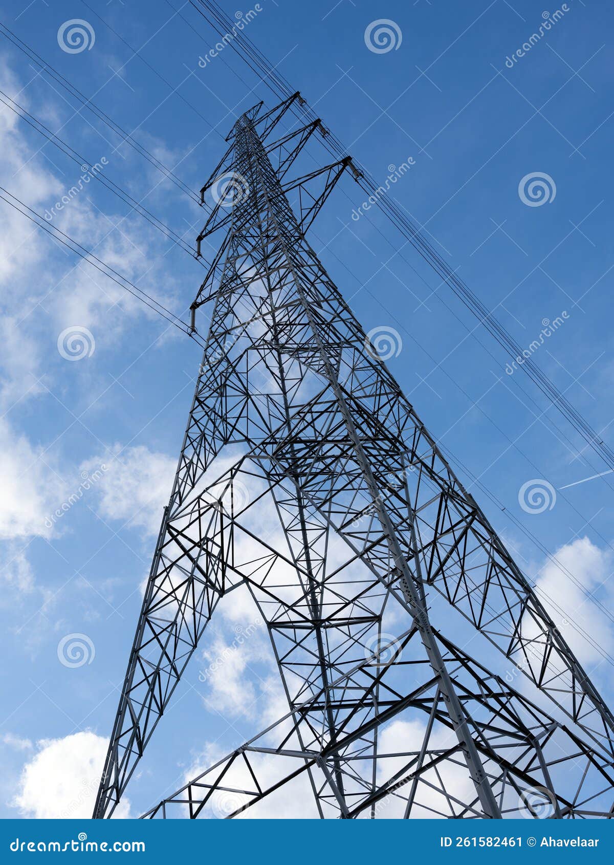 Electricity Pylon and Blue Sky with Clouds Stock Image - Image of blue ...