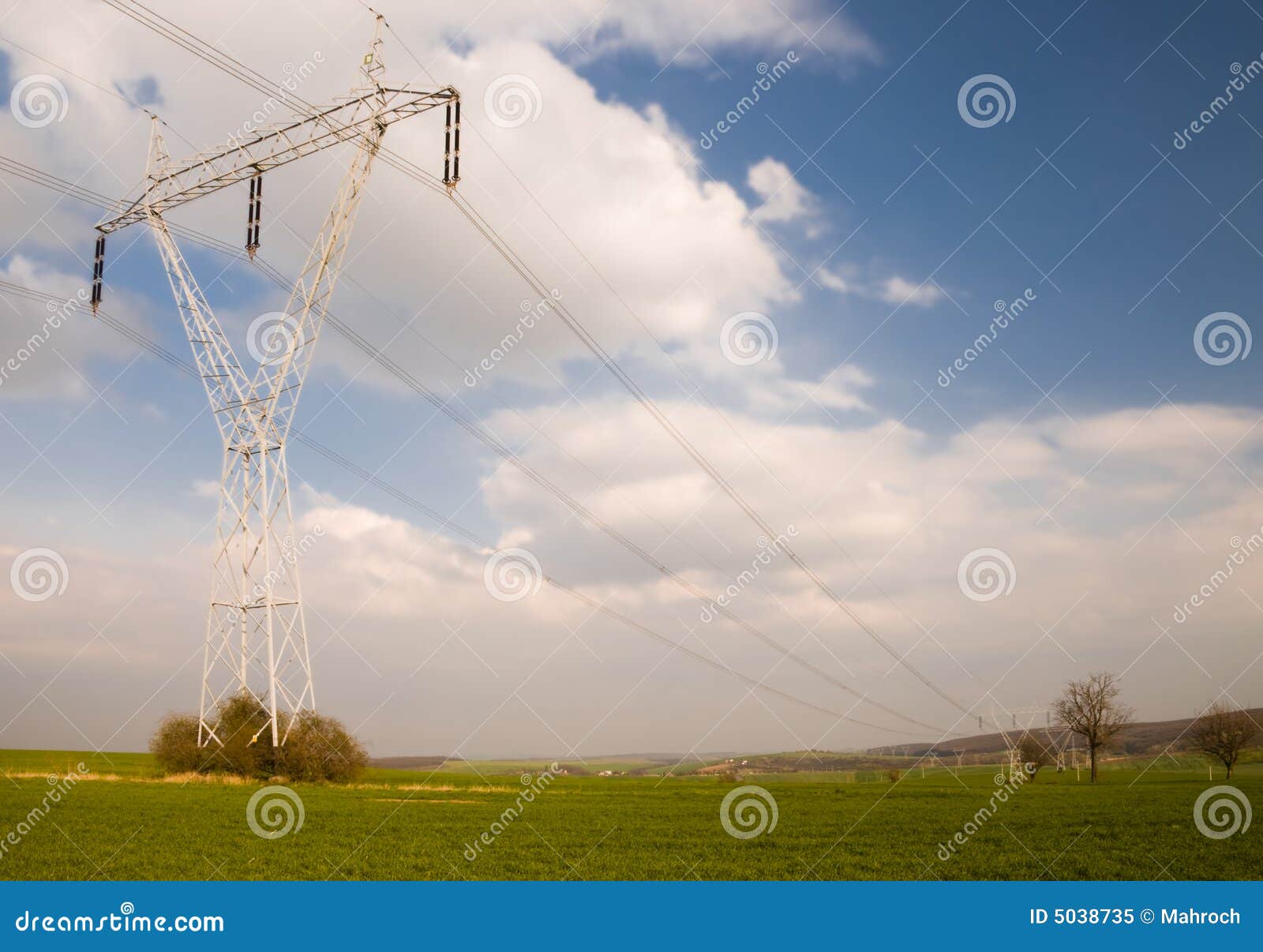 Electricity Pylon with Cables Stock Image - Image of tension ...