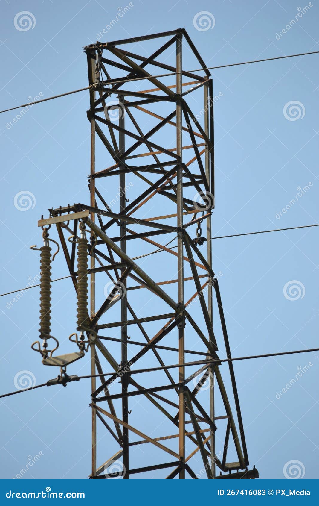 Electricity Pylon - Close Up - Vertical Photograph Stock Image - Image ...