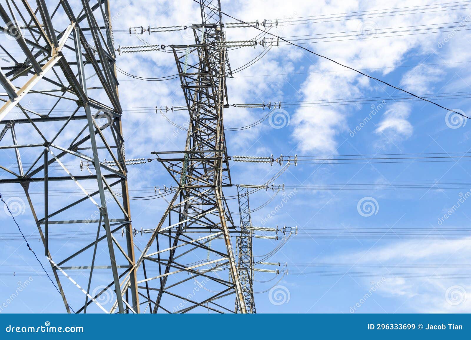Electricity Pylon - Cloudy Sky - Low Angle View Stock Image - Image of ...