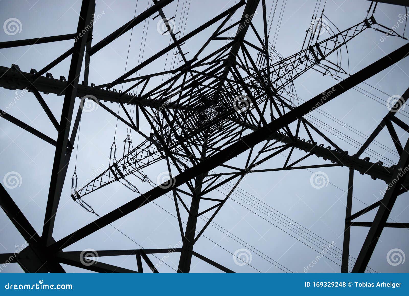 Electricity Pylon Evening Winter Shadow Stock Photo - Image of ...