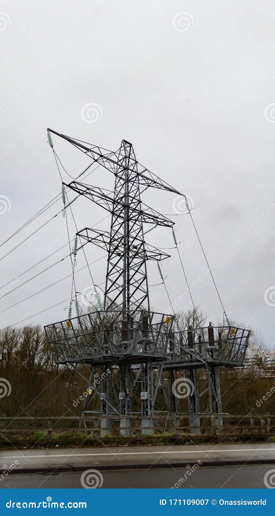Electricity Pylon Grid Wired 250,000 Volts Stock Image - Image of ...